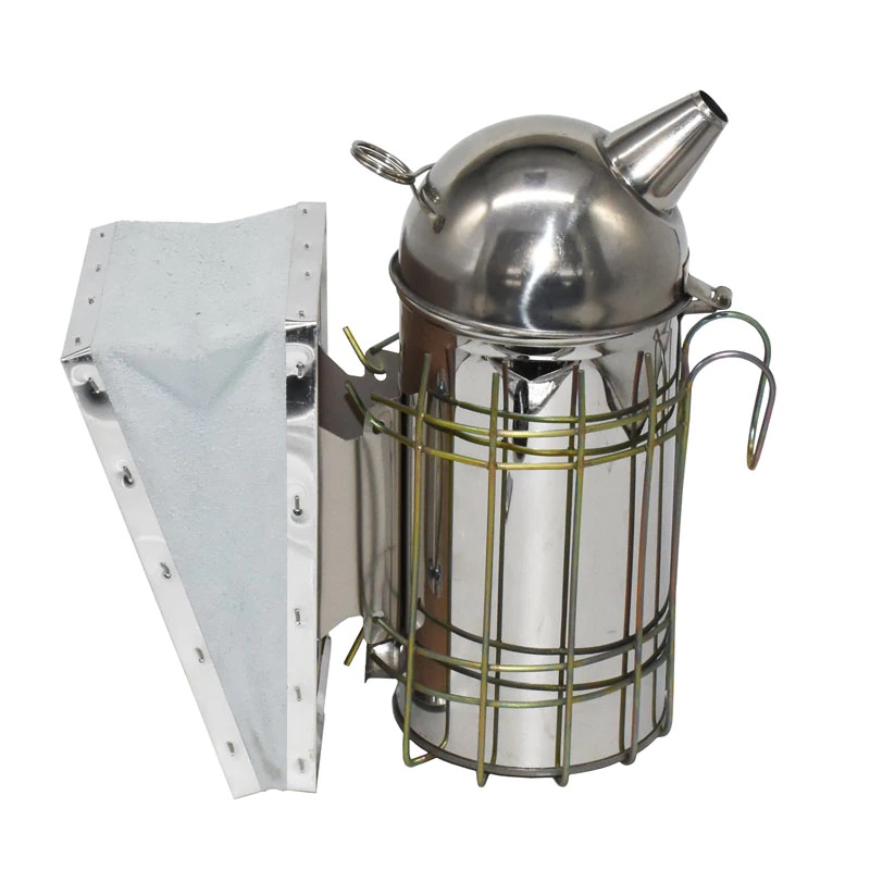 Inventar Apicol: Afumator din inox mediu cu capac rotund